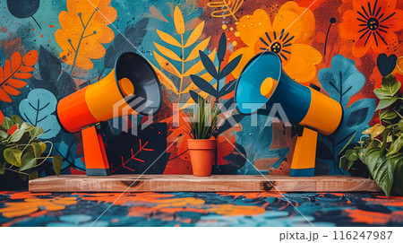 Vibrant Message Development Campaign: A Flat...のイラスト素材 [116247987] - PIXTA