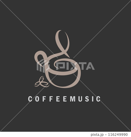 relaxing music with morning coffee logo iconのイラスト素材 [116249990] - PIXTA