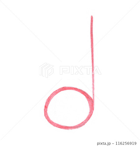 Pink Crayon Drawing of a Quaver Note on a White...のイラスト素材 [116256919 ...