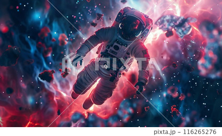 Journey through the metaverse with an astronaut...のイラスト素材 [116265276 ...