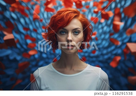 beautiful smirking attractive young woman with...のイラスト素材 [116291538 ...