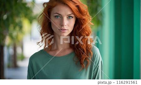 beautiful smirking attractive young woman with...のイラスト素材 [116291561 ...