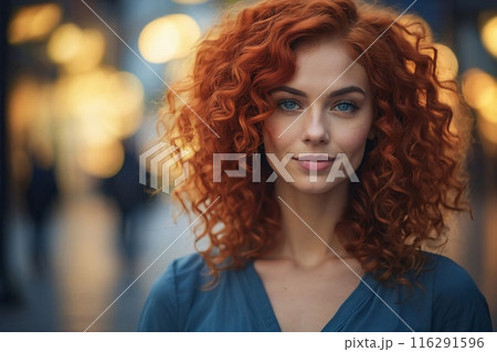 beautiful smirking attractive young woman with...のイラスト素材 [116291596 ...