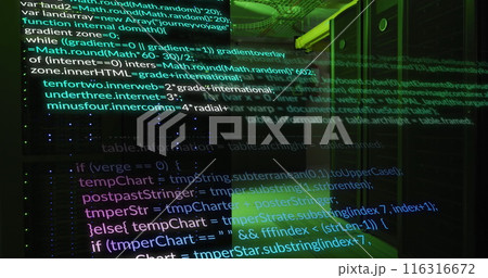 Image of computer languages moving over data...のイラスト素材 [116316672] - PIXTA