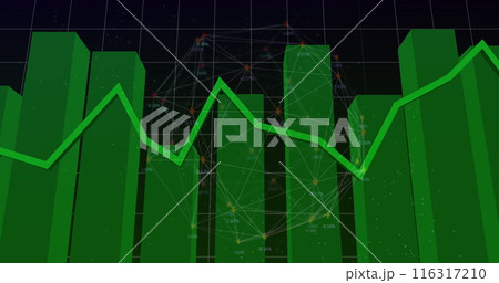 Image of network of connections over financial...のイラスト素材 [116317210 ...