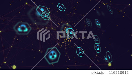 Image of multiple digital icons, yellow spots...のイラスト素材 [116318912] - PIXTA