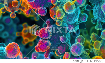 Colorful Avian Influenza Virus Microscope Viewのイラスト素材 [116319560] - PIXTA