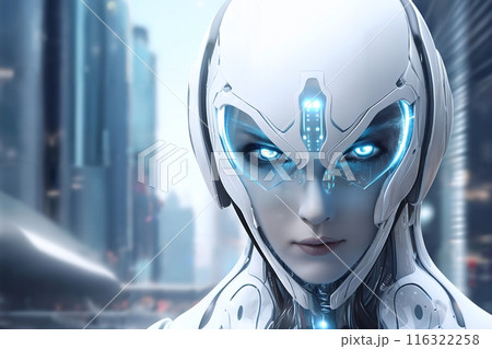 gynoid, a humanoid female android hybrid robot...のイラスト素材 [116322258 ...