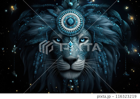 Leo horoscope fantasy sign with galaxy stars...のイラスト素材 [116323219] - PIXTA