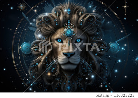 Leo horoscope fantasy sign with galaxy stars...のイラスト素材 [116323223] - PIXTA