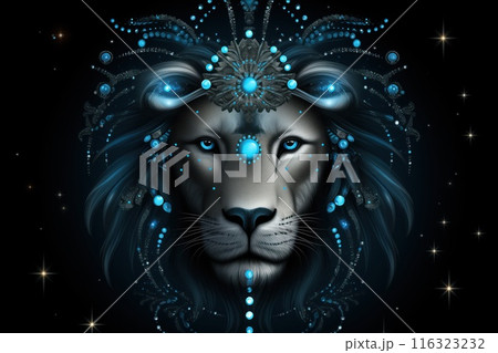 Leo horoscope fantasy sign with galaxy stars...のイラスト素材 [116323232] - PIXTA
