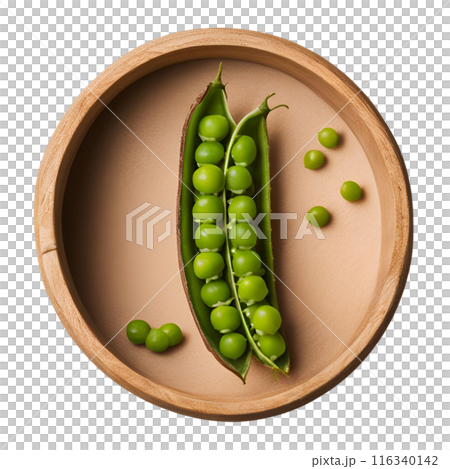 Open pea pod revealing fresh green peas inside....のイラスト素材 [116340142 ...