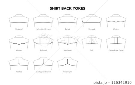 Set of Shirt Top Back Yokes diagram with text...のイラスト素材 [116341910] - PIXTA