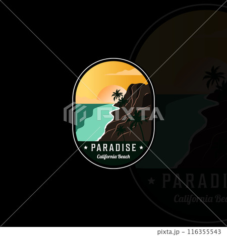 beach or paradise emblem logo modern vintage...のイラスト素材 [116355543] - PIXTA