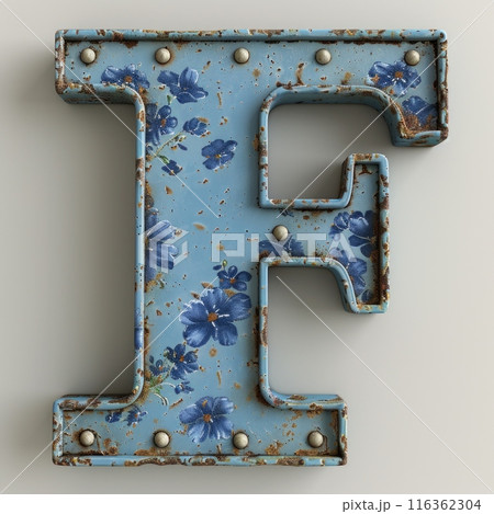 creative and artistic blue letter F decorated...のイラスト素材 [116362304] - PIXTA