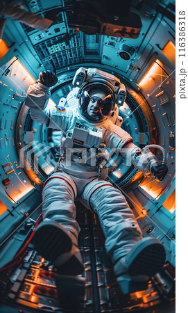 An astronaut in a spacesuit with the latest...のイラスト素材 [116386318] - PIXTA