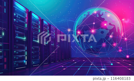 Global network concept with hardware computer...のイラスト素材 [116408183] - PIXTA