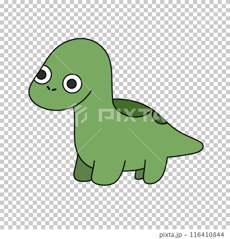 A cartoon dinosaur with big eyes and a goofy...のイラスト素材 [116410844] - PIXTA