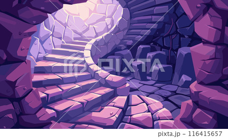 Stone Spiral Staircase Going Deep Underground...のイラスト素材 [116415657] - PIXTA