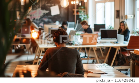 Individual focused on work in a serene...のイラスト素材 [116429843] - PIXTA