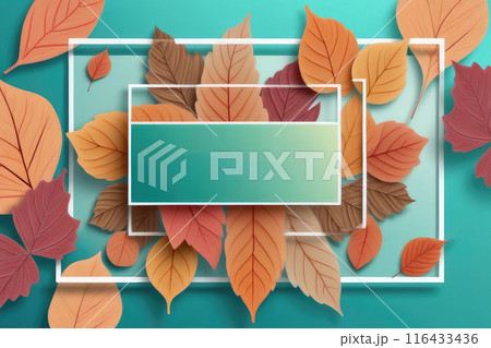 Maple theme design with frame on gradients...のイラスト素材 [116433436] - PIXTA