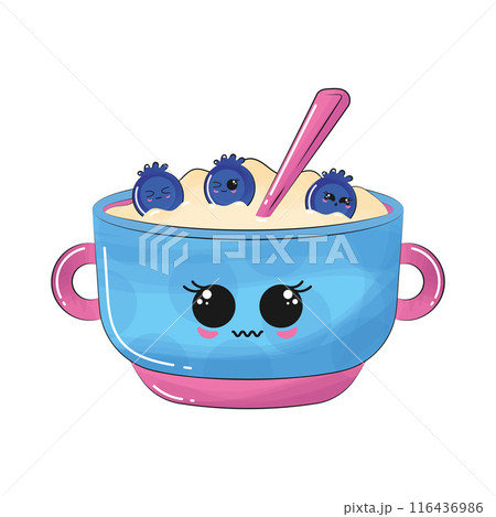 Happy cute bowl cartoon Vector illustrationのイラスト素材 [116436986] - PIXTA