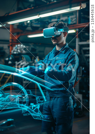 Mechanic Uses Augmented Reality to Repair a...のイラスト素材 [116445618] - PIXTA