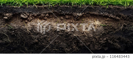 Soil layers, clay mud earth. Horizontal dirt...のイラスト素材 [116483443] - PIXTA