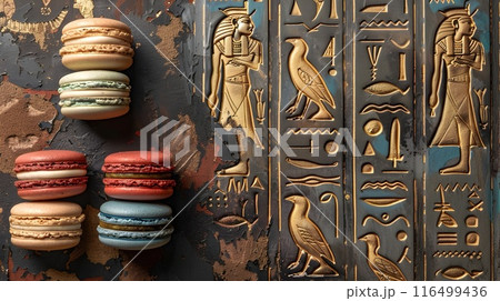 Mummy Macarons with Ancient Egyptian...のイラスト素材 [116499436] - PIXTA
