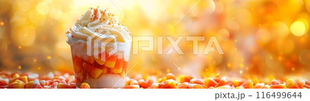 Candy Corn Parfait Banner with Autumn Sunset...のイラスト素材 [116499644] - PIXTA