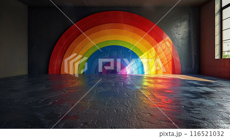 blank studio with rainbow light. Modern backgroundのイラスト素材 [116521032 ...