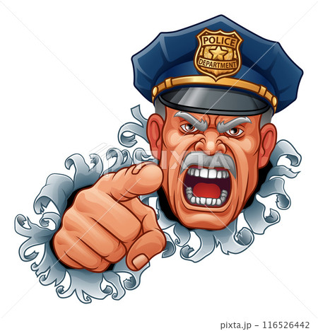 Policeman Angry Police Man Cartoon Character Copのイラスト素材 [116526442] - PIXTA