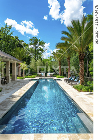 swimming pool front view of luxury resort. Ai...のイラスト素材 [116543476] - PIXTA