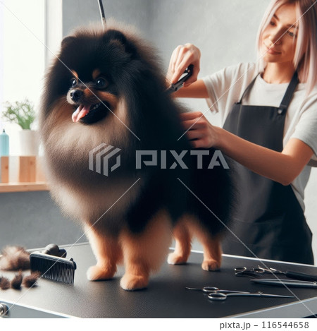 Professional Dog Groomer specializing in Spitz...のイラスト素材 [116544658] - PIXTA