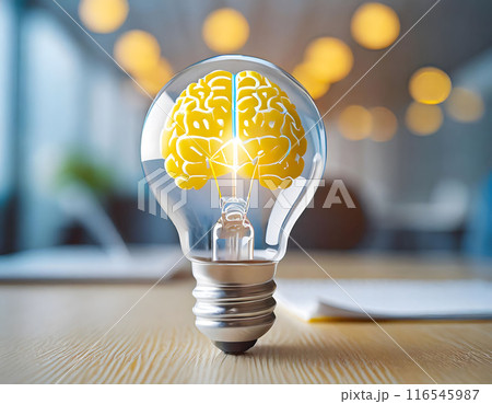 Lamp and brain symbol of mind and intelligence....のイラスト素材 [116545987 ...