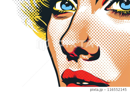 Colorful cartoon pop-art style woman with...のイラスト素材 [116552145] - PIXTA