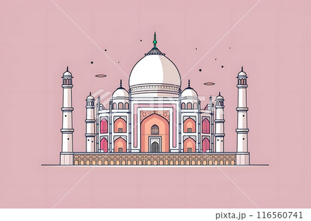 Taj Mahal at india. 2D flat illustration design.のイラスト素材 [116560741] - PIXTA