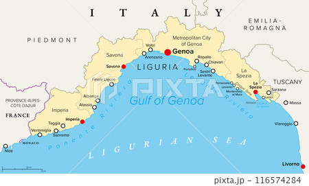 Liguria and the Italian Riviera, the Ligurian...のイラスト素材 [116574284] - PIXTA