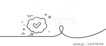 Check mark line icon. Continuous one line with...のイラスト素材 [116576548 ...