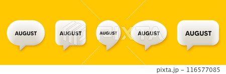 August month icon. 3d chat speech bubbles set....のイラスト素材 [116577085 ...