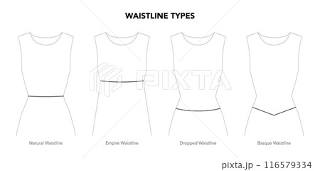 Set of Dresses Top Waistline Types diagram -...のイラスト素材 [116579334] - PIXTA