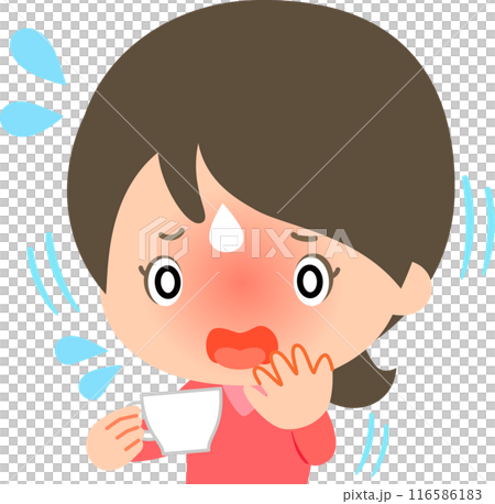 Woman suffering from choking on drink - Stock Illustration [116586183 ...