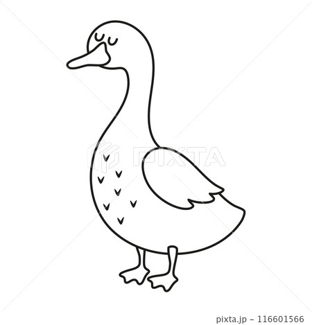 outline cartoon goose isolatedのイラスト素材 [116601566] - PIXTA