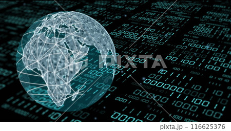Image of globe with binary coding and data...のイラスト素材 [116625376] - PIXTA