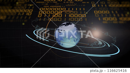 Image of globe with binary coding and data...のイラスト素材 [116625416] - PIXTA