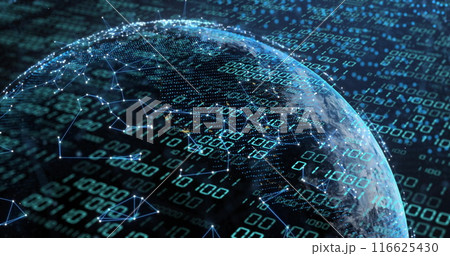 Image of globe with binary coding and data...のイラスト素材 [116625430] - PIXTA