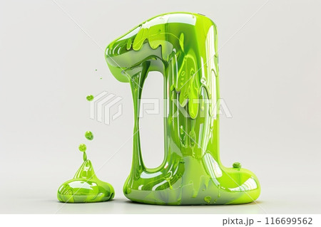 A colorful, abstract number 1 made of liquid...のイラスト素材 [116699562] - PIXTA