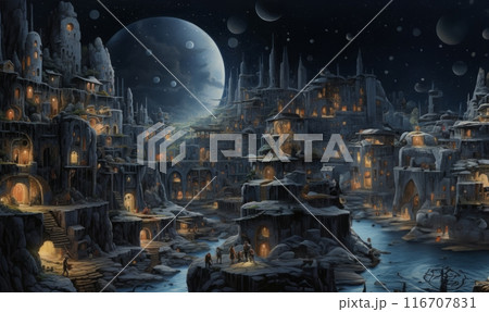 In the vast expanse of space, mysterious alien...のイラスト素材 [116707831 ...