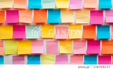 Lots of colorful office sticky notes. Colorful...のイラスト素材 [116708237 ...