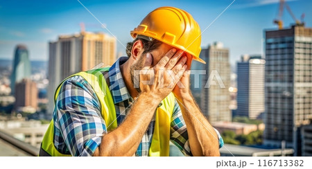 Construction worker hiding his faceのイラスト素材 [116713382] - PIXTA